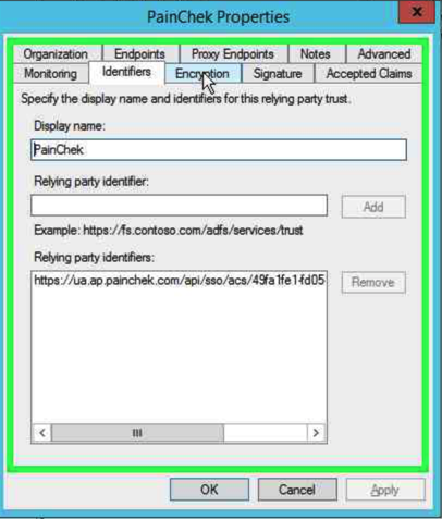 ADFS SSO Specific Configuration/Details – PainChek Support (US Version)
