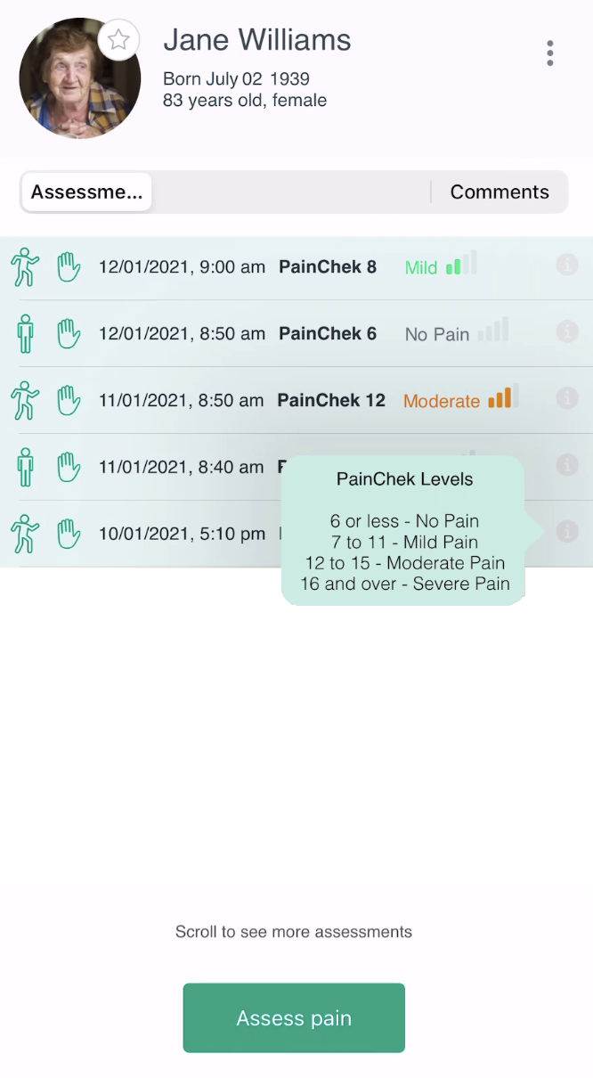 Pain Assessments Tab – PainChek Support